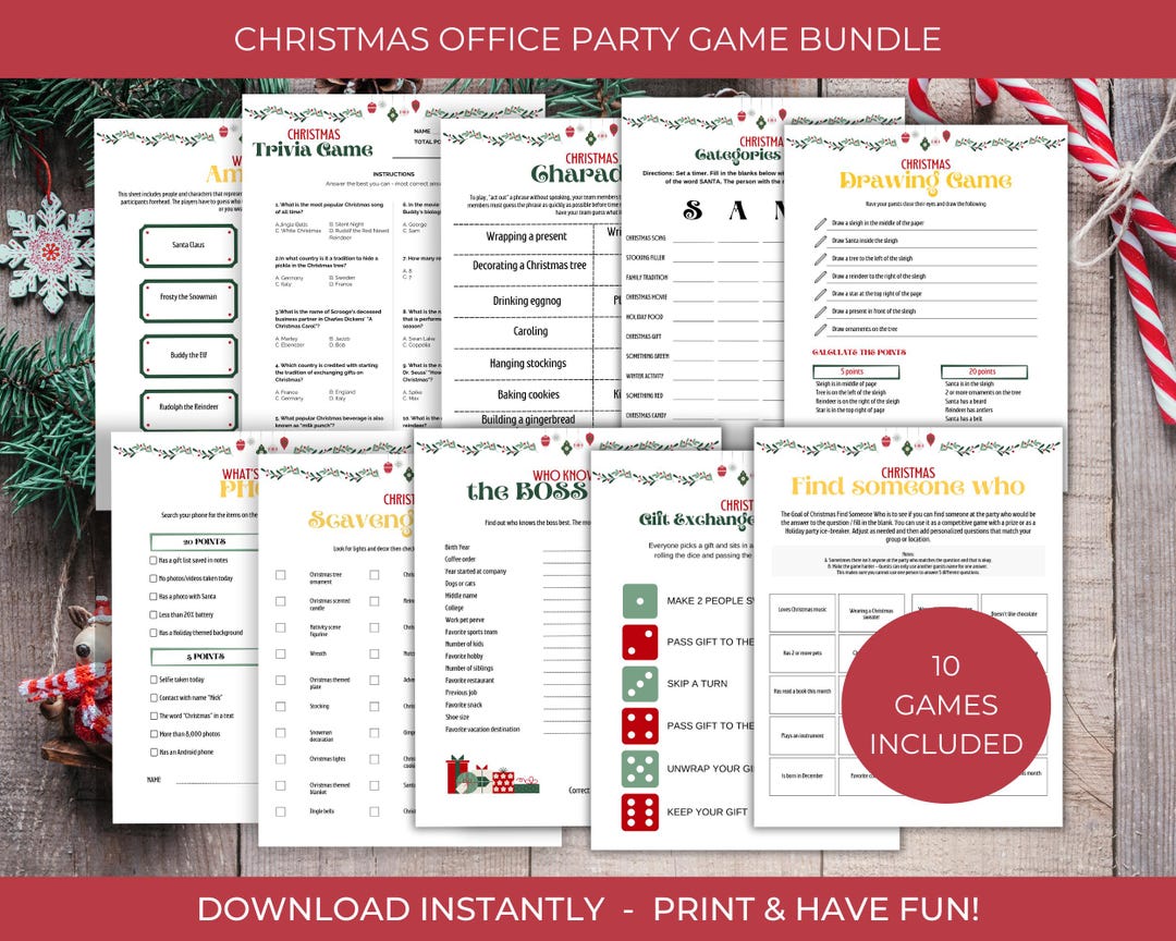 Christmas Office Party Game Bundle, Printable Holiday Work Party Games ...