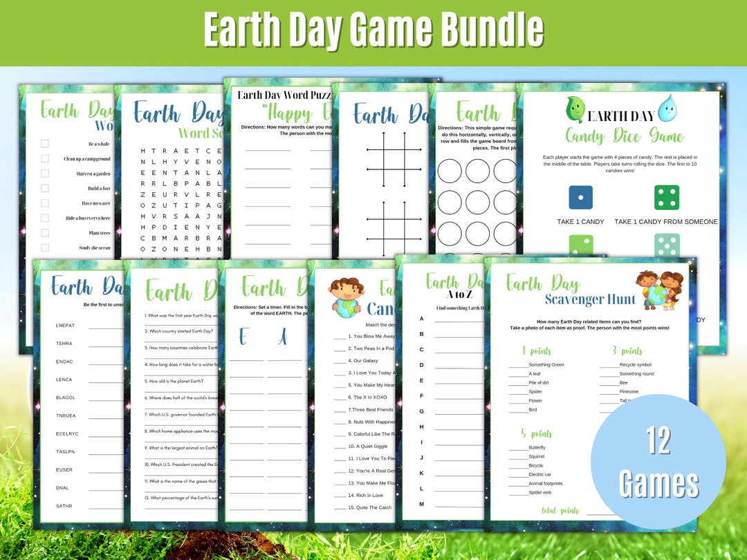 Earth Day Game Bundle, Printable Earth Day Game Bundle, Earth Day Party ...