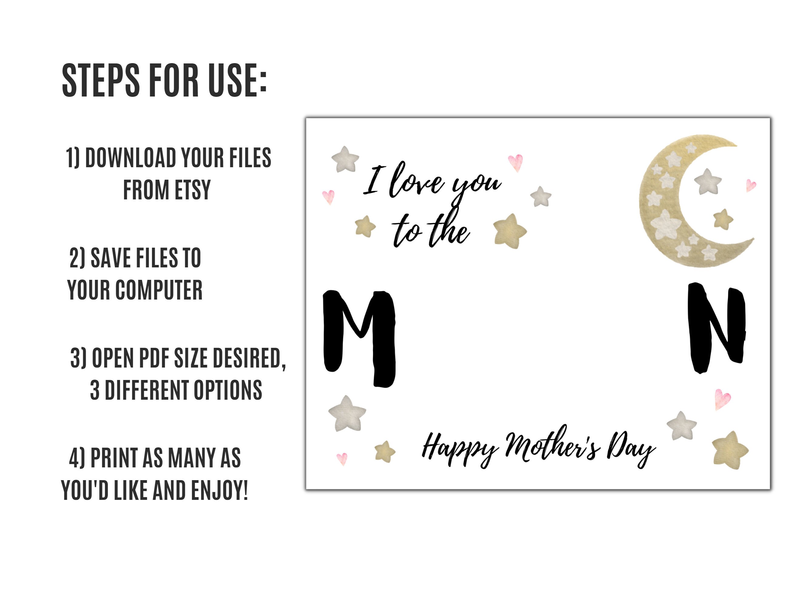 I Love You to the Moon Handprint Art, Mother's Day Printable, Mother's ...