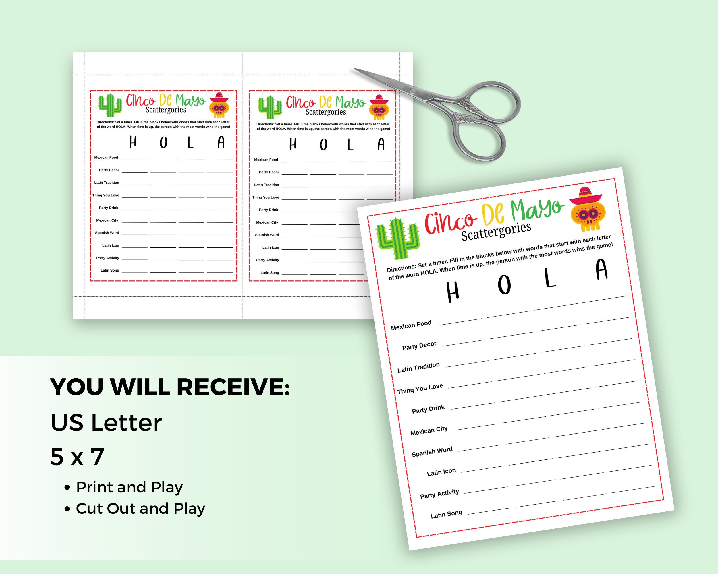 Cinco De Mayo Scattergories Game, Printable Cinco De Mayo Activity ...