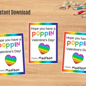 Printable Pop It Valentine Cards, Pop It Valentine Tags, Kids Valentine ...