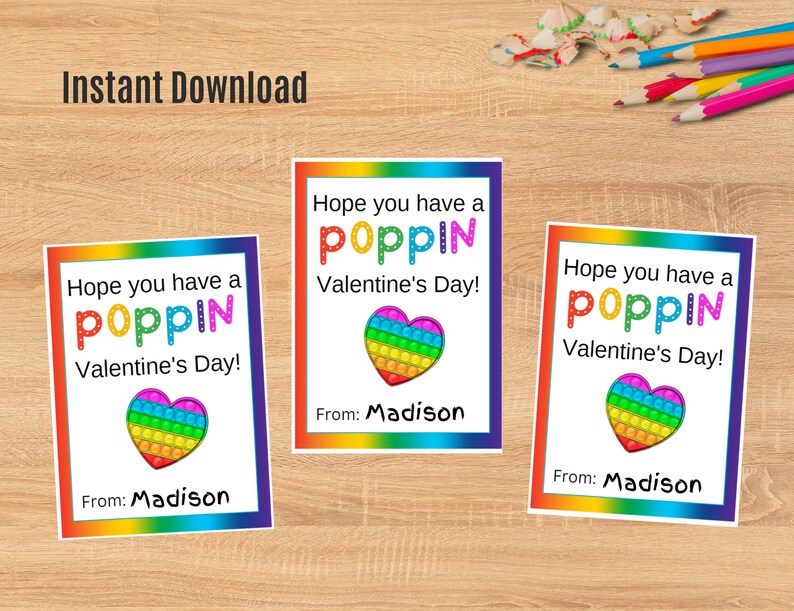 Printable Pop It Valentine Cards, Pop It Valentine Tags, Kids Valentine ...