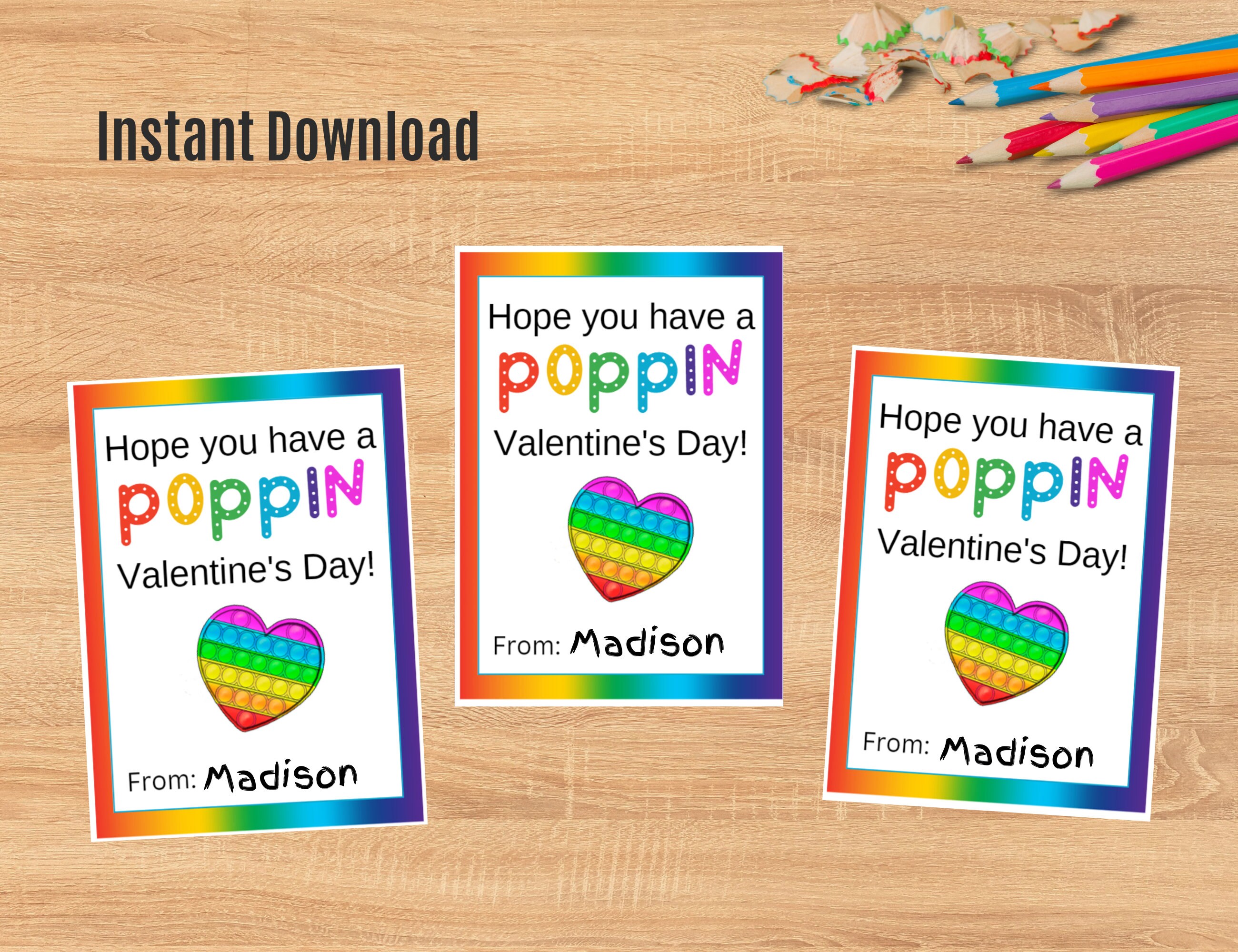 Printable Pop It Valentine Cards, Pop It Valentine Tags, Kids Valentine ...
