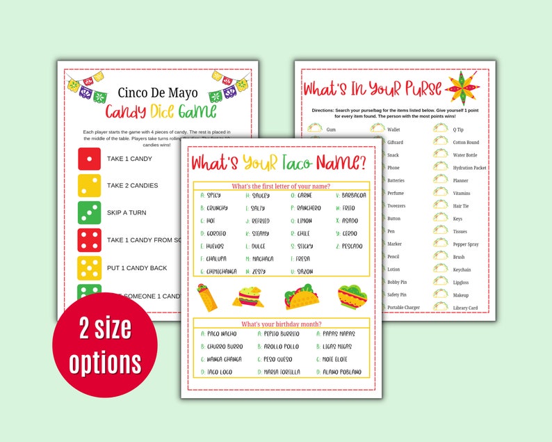 Cinco De Mayo Game Bundle, Printable Cinco De Mayo Games, Cinco De Mayo ...