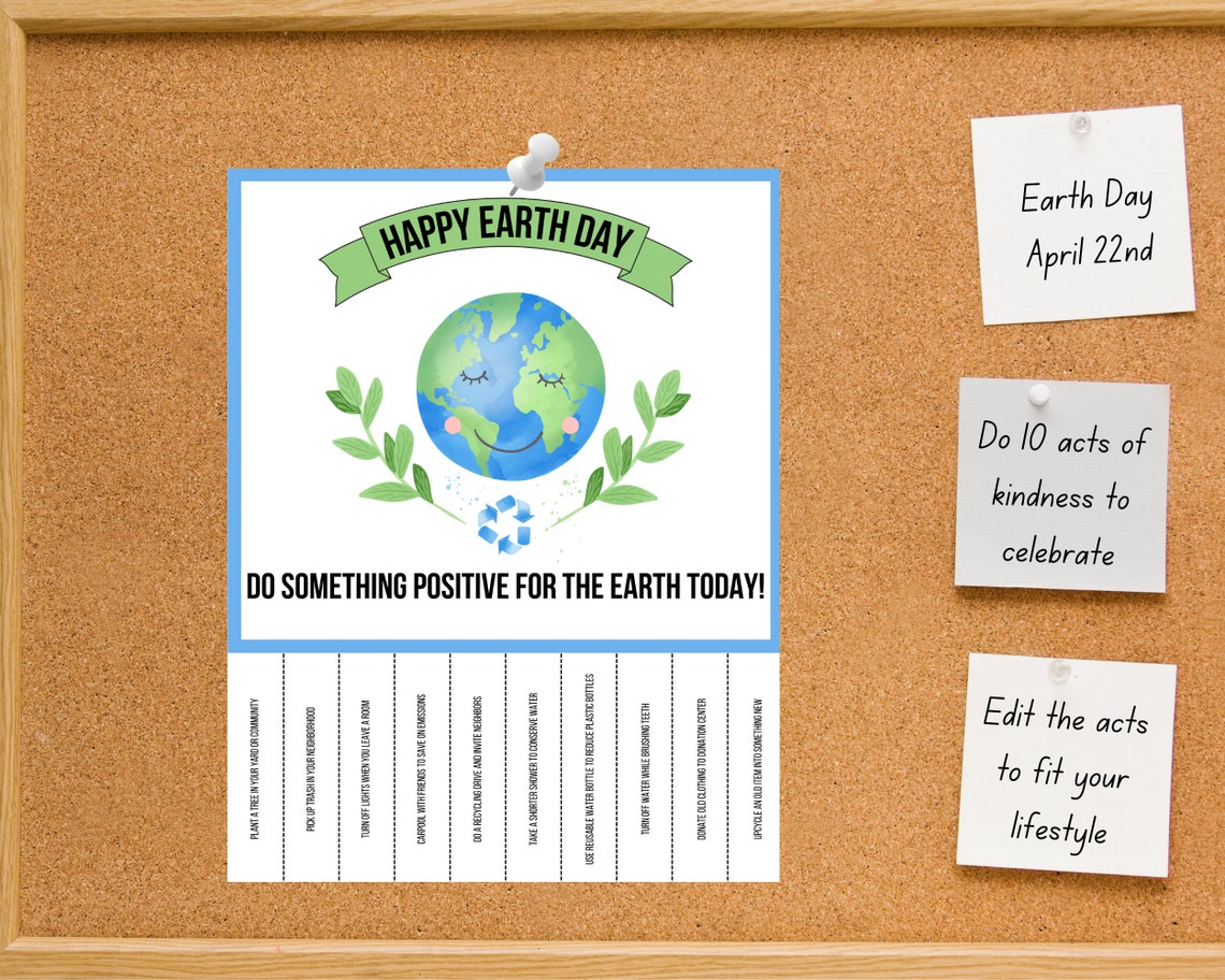 Editable Earth Day Acts of Kindness Tear off Flyer, Printable Earth Day ...