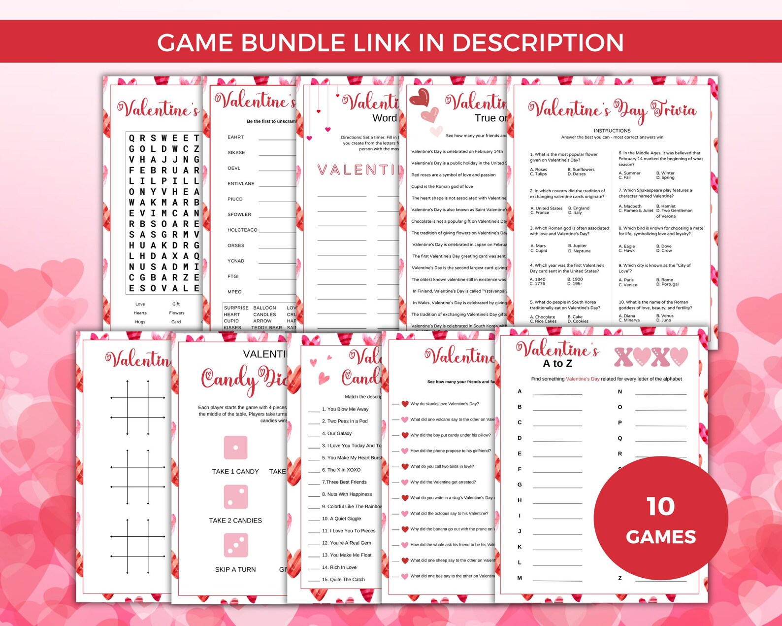 Valentine's Day Trivia Game, Printable Valentine's Day Game, Valentine ...