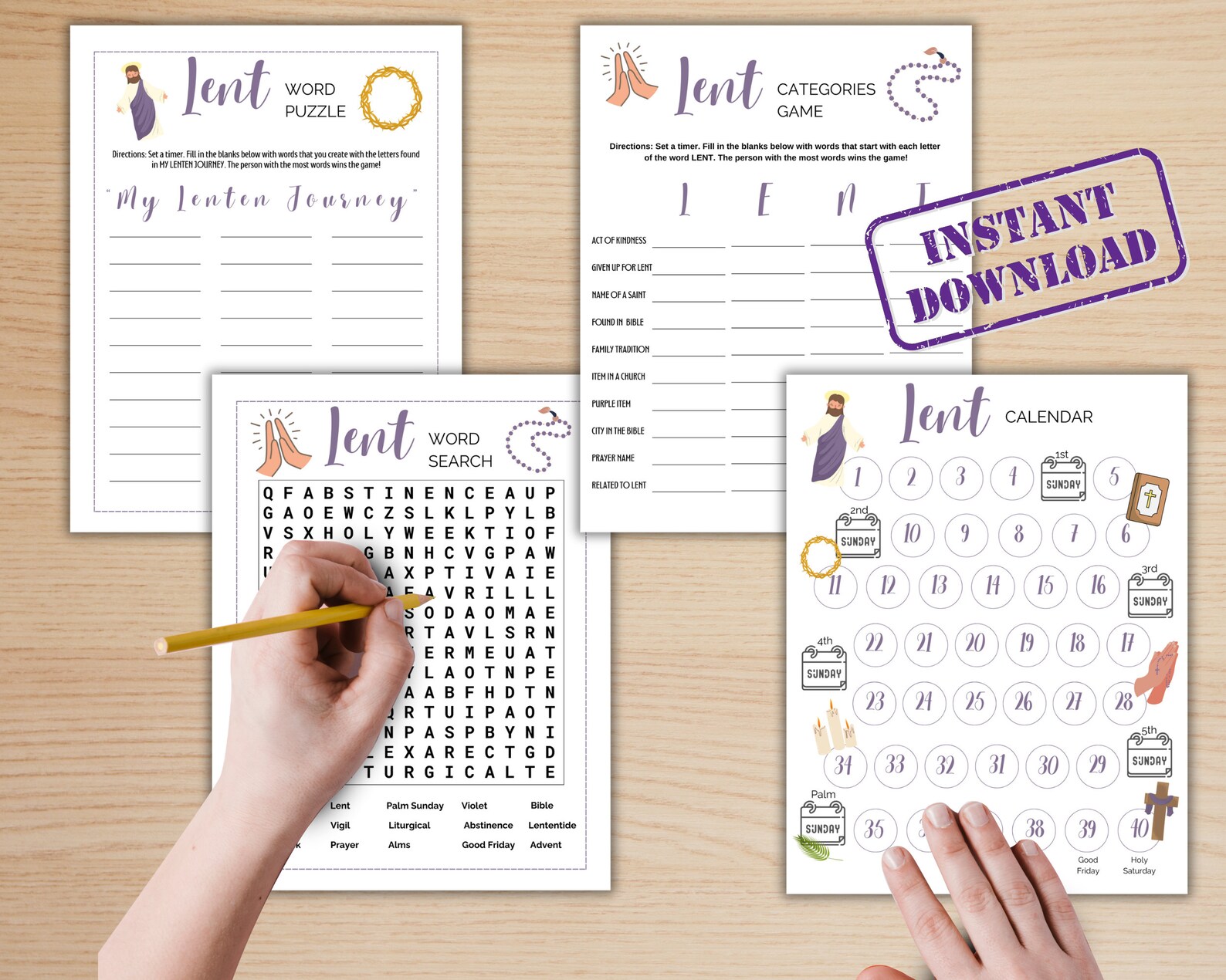 Lent Activity Bundle, Printable Lenten Party Games, Easter Activities ...