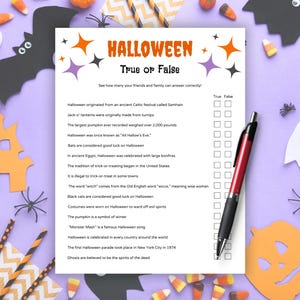 Halloween True or False Game, Printable Fact or Fiction Game, Halloween ...