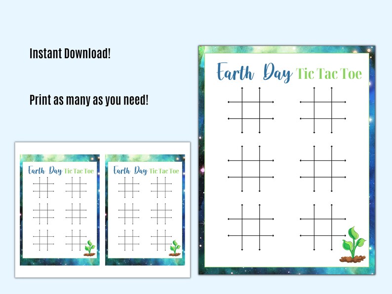 Earth Day Tic Tac Toe Game, Printable Earth Day Tic Tac Toe Game for ...