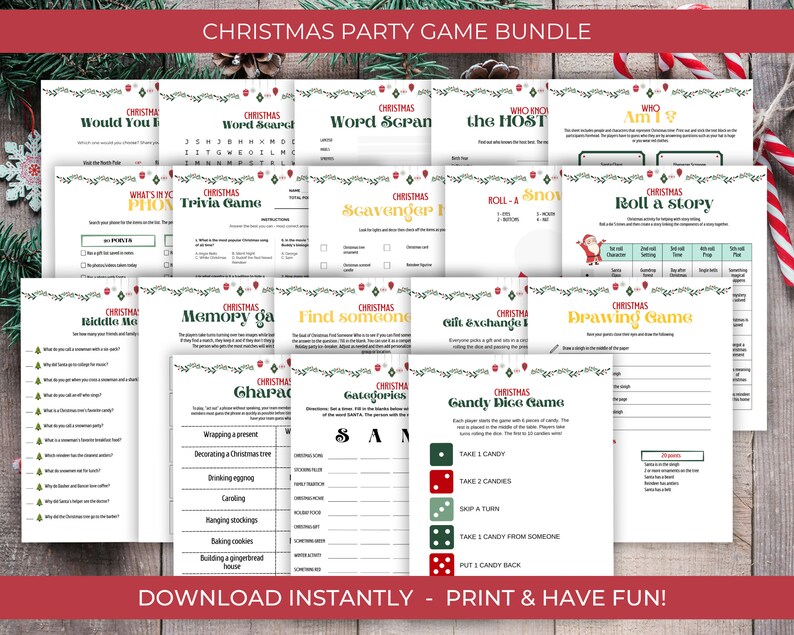 Christmas Party Game Bundle Printable Holiday Party Games 18 - Etsy