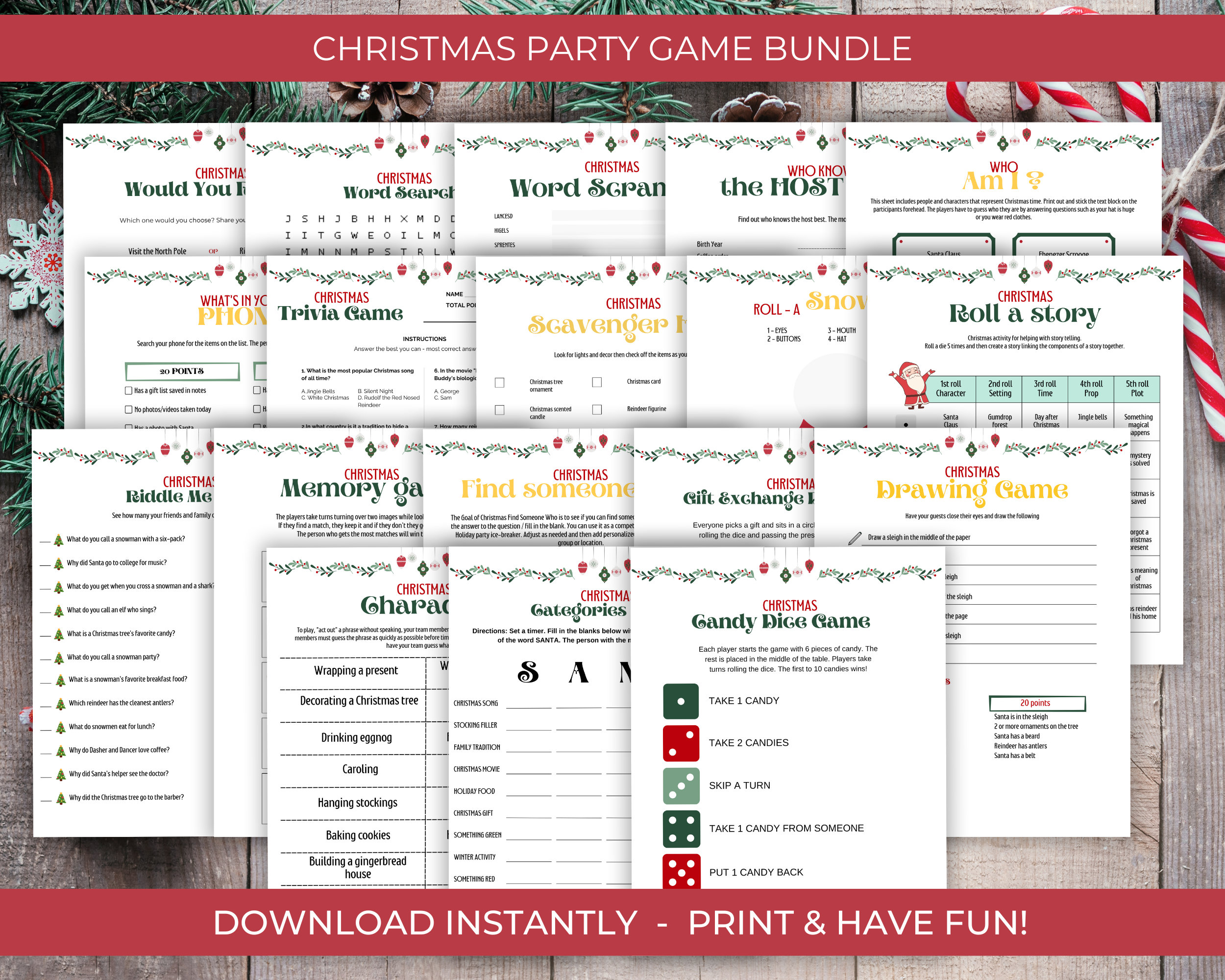 Christmas Party Game Bundle Printable Holiday Party Games 18 - Etsy