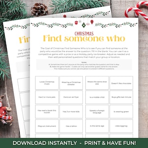 Christmas Find Someone Who Game, Printable Find Someone Who Game ...