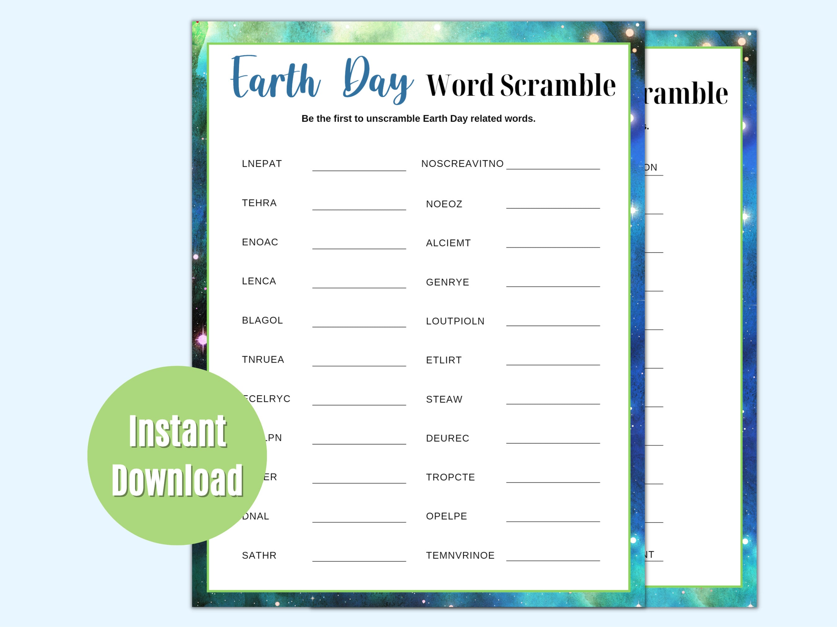 Earth Day Word Scramble Game, Printable Earth Day Word Scramble for ...