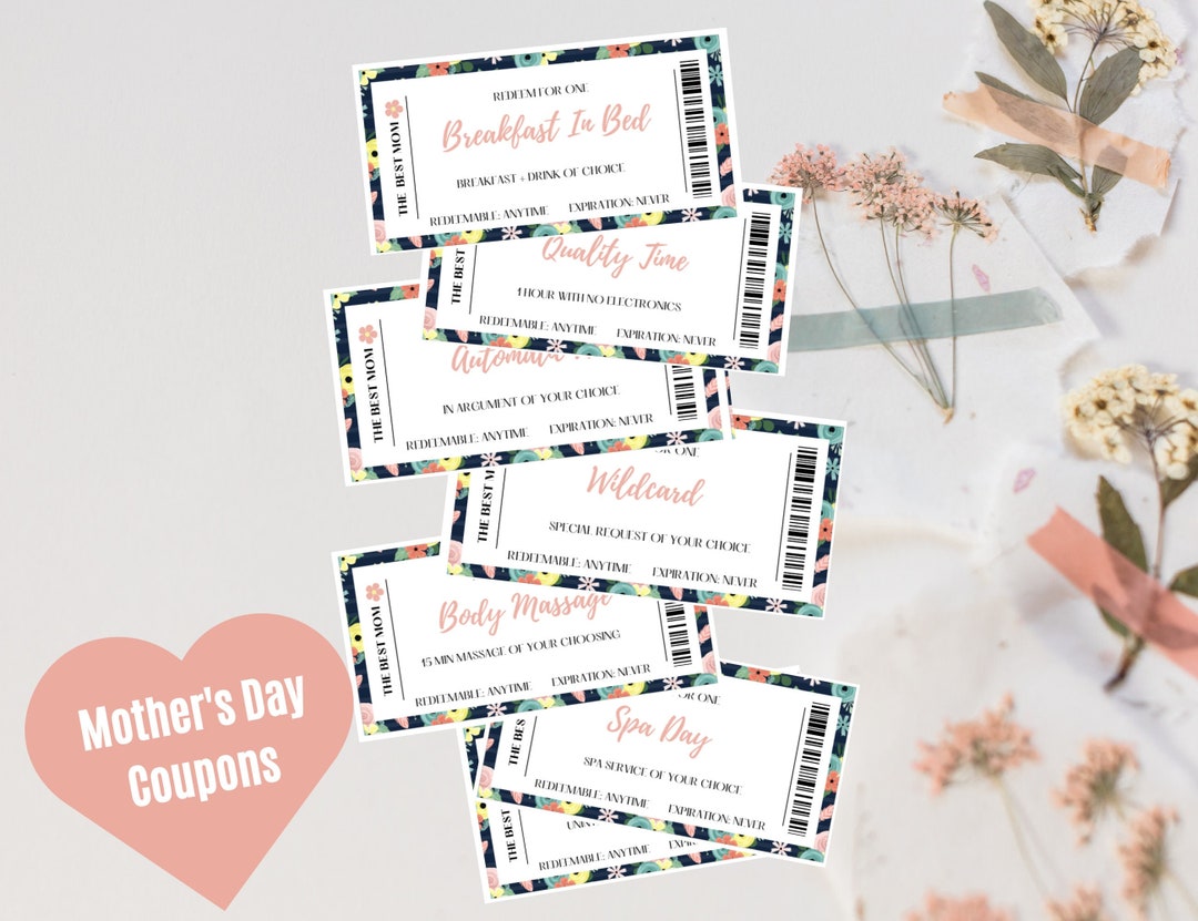 Editable Mother's Day Coupon Book Template, Printable Mom Coupons ...