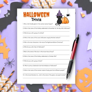 Halloween Trivia Game, Printable Quiz Game, Halloween Party Game ...