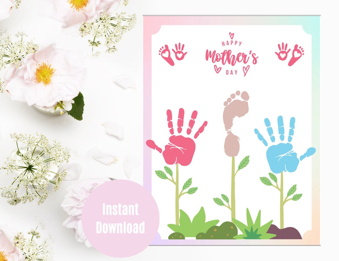 Mother's Day Flower Handprint Gift, Mother's Day Keepsake, Kids Flower ...