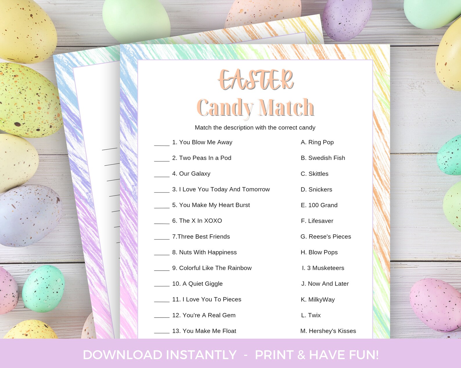 Easter Candy Match Game, Printable Easter Candy Match Activity, Easter ...