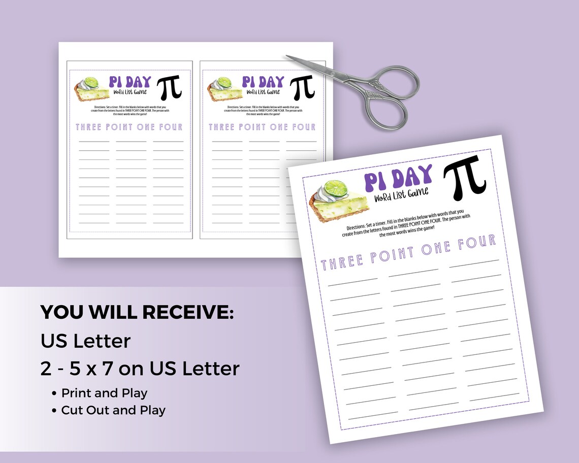 Pi Day Word List Game, Printable Pi Day Word List Activity, Pi Day ...
