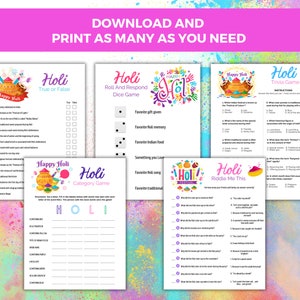 Holi Festival Games Bundle, Printable Holi Festival Activity Bundle ...
