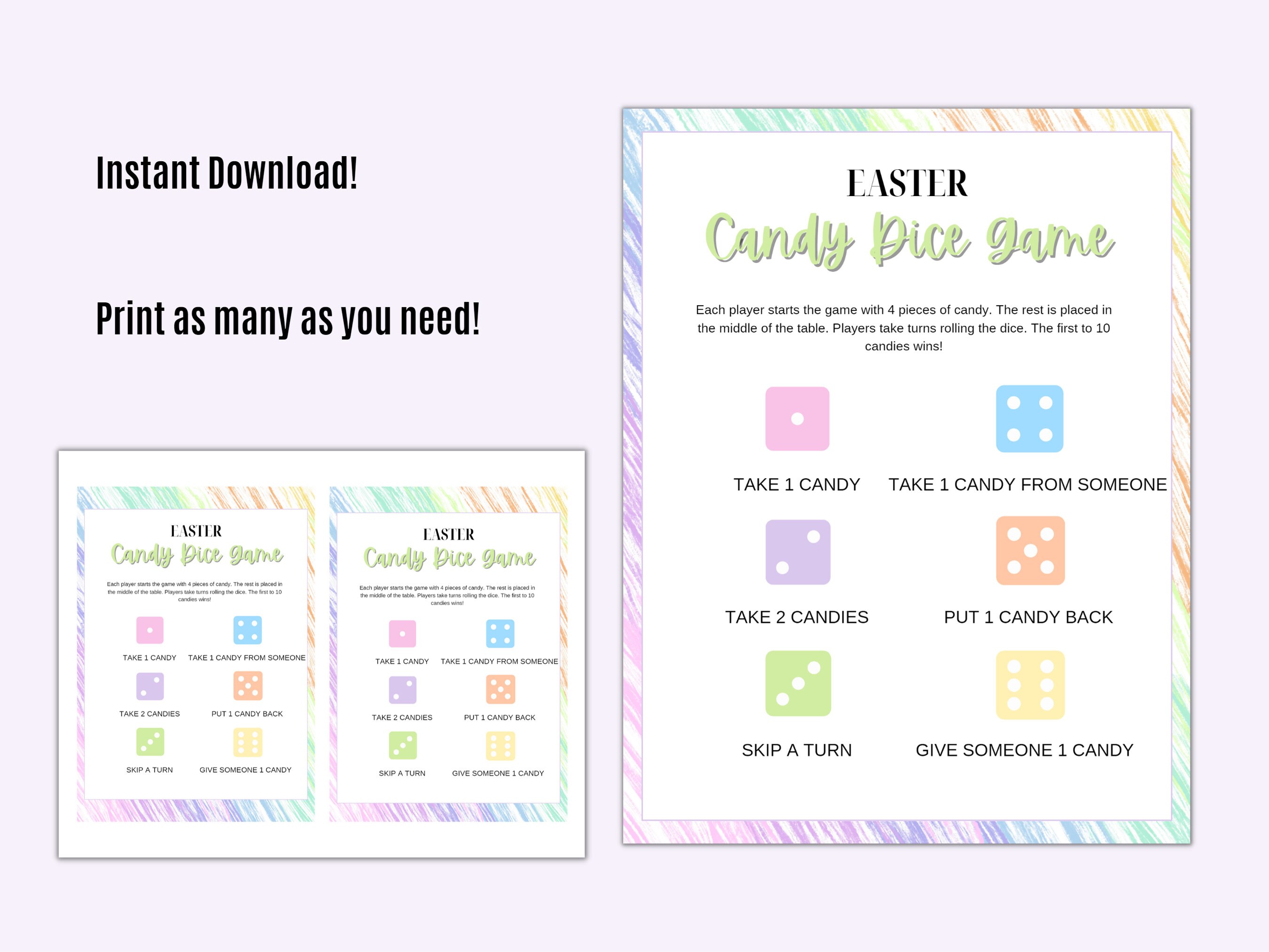 Easter Candy Dice Game Printable, Easter Party Game, Easter Classroom ...