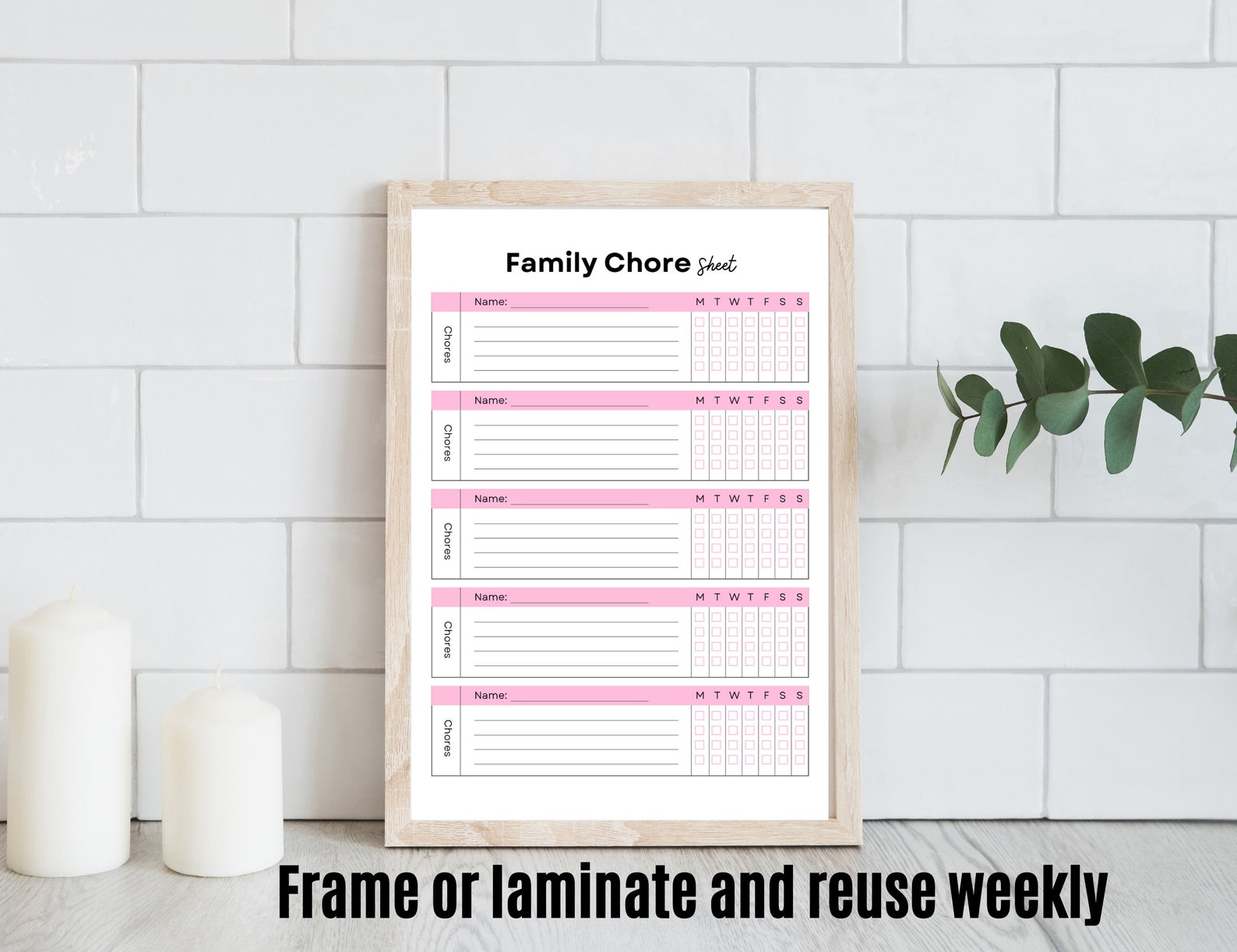 Printable Family Chore Chart, Weekly Chore Chart, Family Planner ...