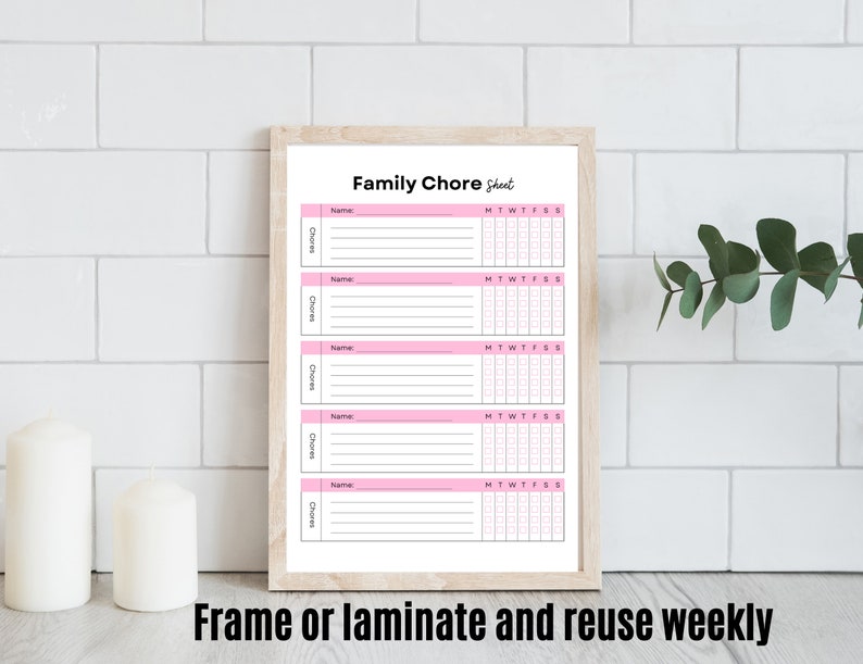 Printable Family Chore Chart, Weekly Chore Chart, Family Planner ...
