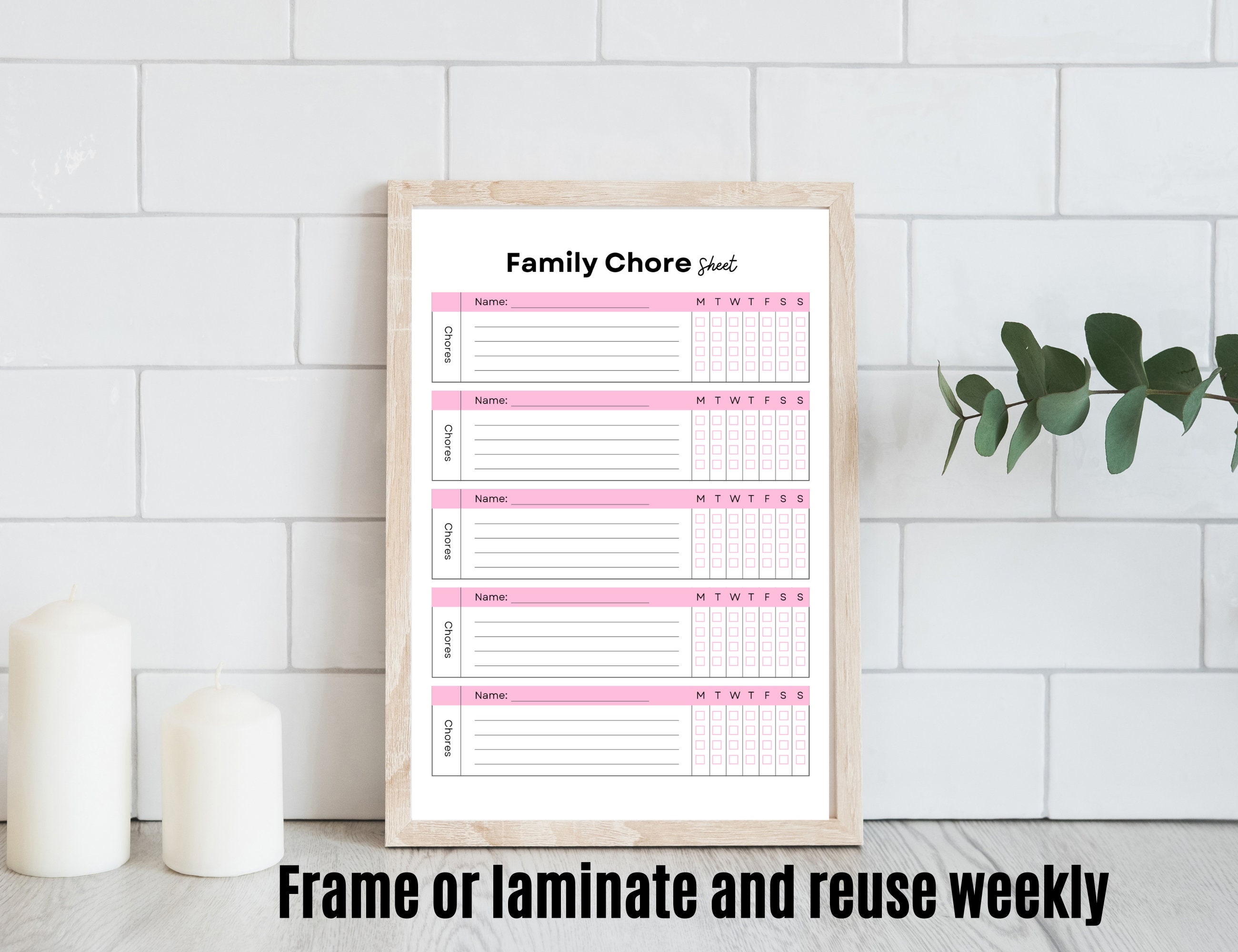Printable Family Chore Chart, Weekly Chore Chart, Family Planner ...