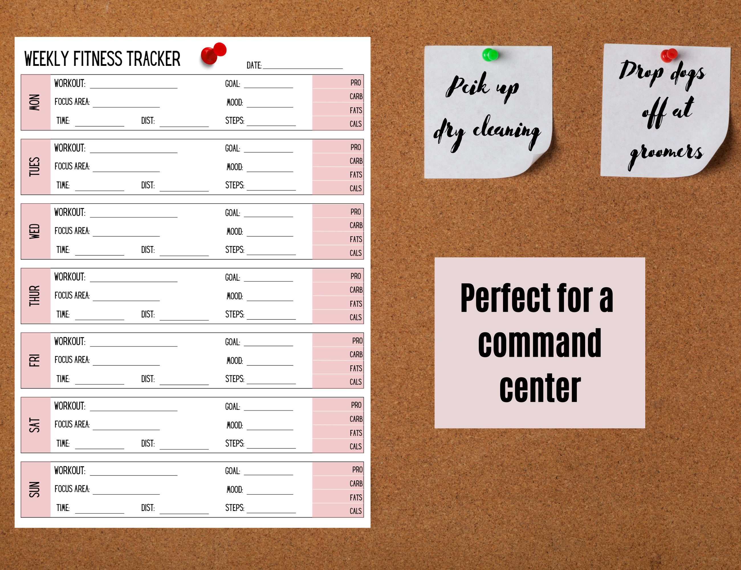 Printable Weekly Fitness Tracker, Weekly Fitness Planner, Macro Tracker ...