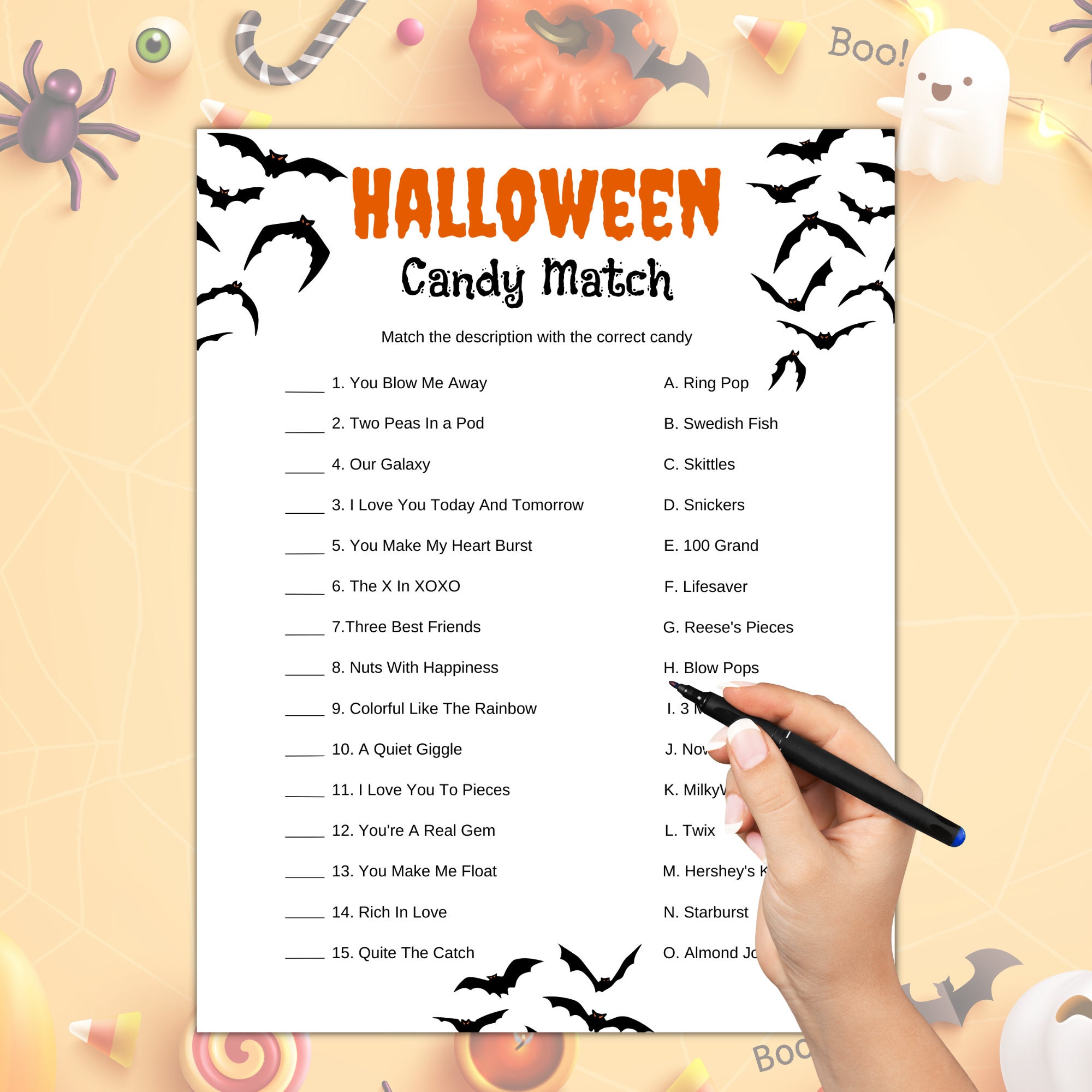 Halloween Candy Match up Game, Halloween Candy Printable Game ...