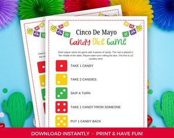 Cinco De Mayo Candy Dice Game Printable, Cinco De Mayo Game for Kids ...