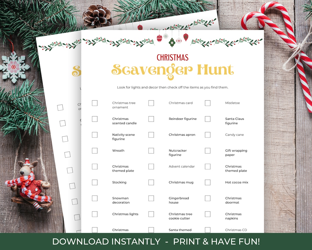 Christmas Scavenger Hunt Game, Printable Christmas Decoration Scavenger ...