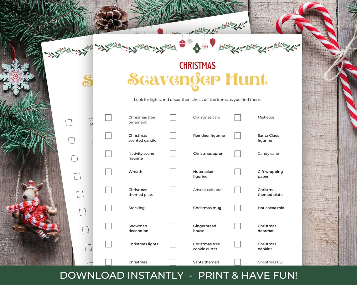 Christmas Scavenger Hunt Game, Printable Christmas Decoration Scavenger ...