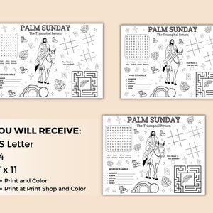 Palm Sunday Activity Placemat, Printable Palm Sunday Coloring Placemat ...