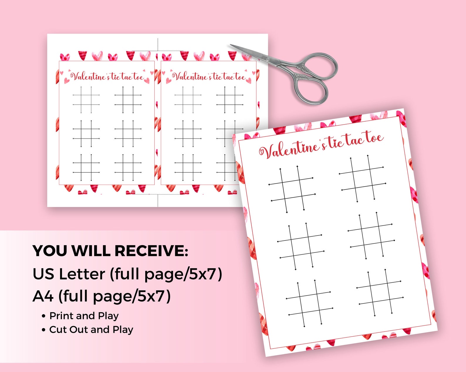 Valentine's Day Tic Tac Toe Game, Printable Valentine's Day Game ...