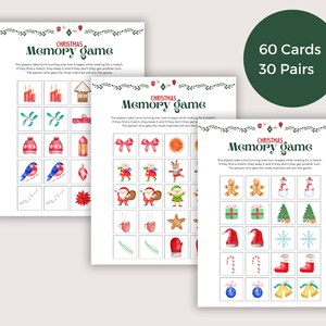 Christmas Memory Game, Printable Christmas Memory Game, Holiday Party ...