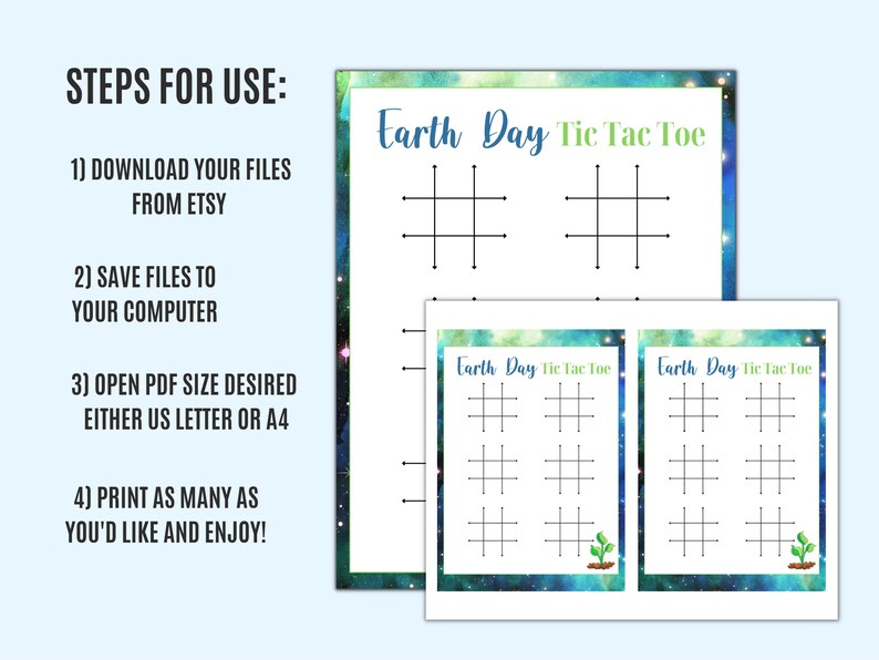 Earth Day Tic Tac Toe Game, Printable Earth Day Tic Tac Toe Game for ...