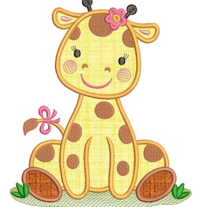Applique Giraffe Machine Embroidery Design Zoo Baby Girl Cute Safari ...
