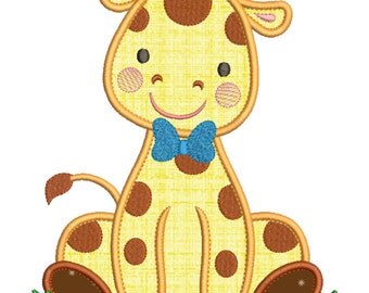 Applique Giraffe Machine Embroidery Design Zoo Baby Cute Safari Animal ...