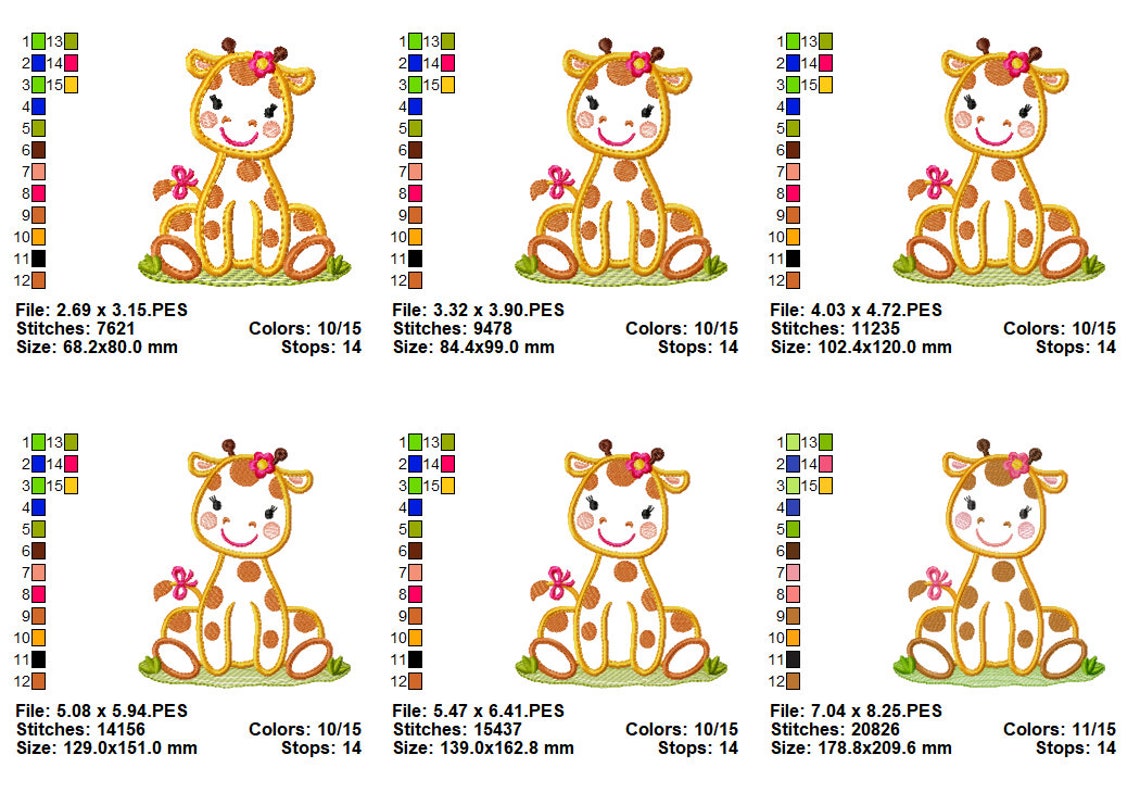 Giraffe Applique Machine Embroidery Design, Baby Zoo Animal (INSTANT ...
