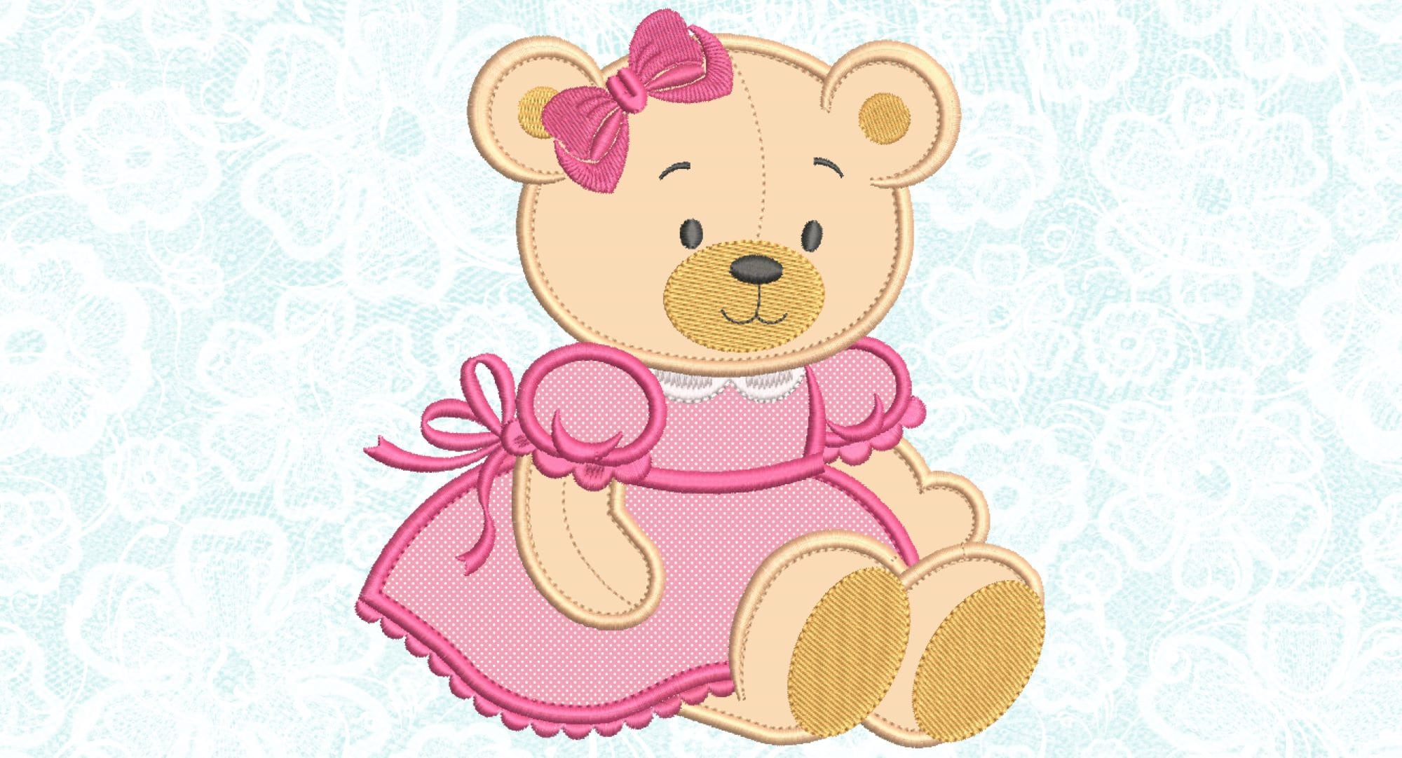 BEAR GIRL APPLIQUE Embroidery Designs - Cute Bear Embroidery Design ...