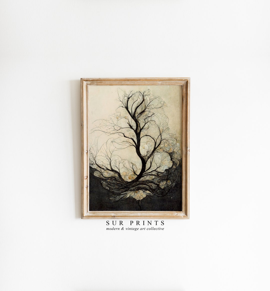 Vintage Tree Painting | Dark Wall Art | Moody Farmhouse PRINTABLE ...