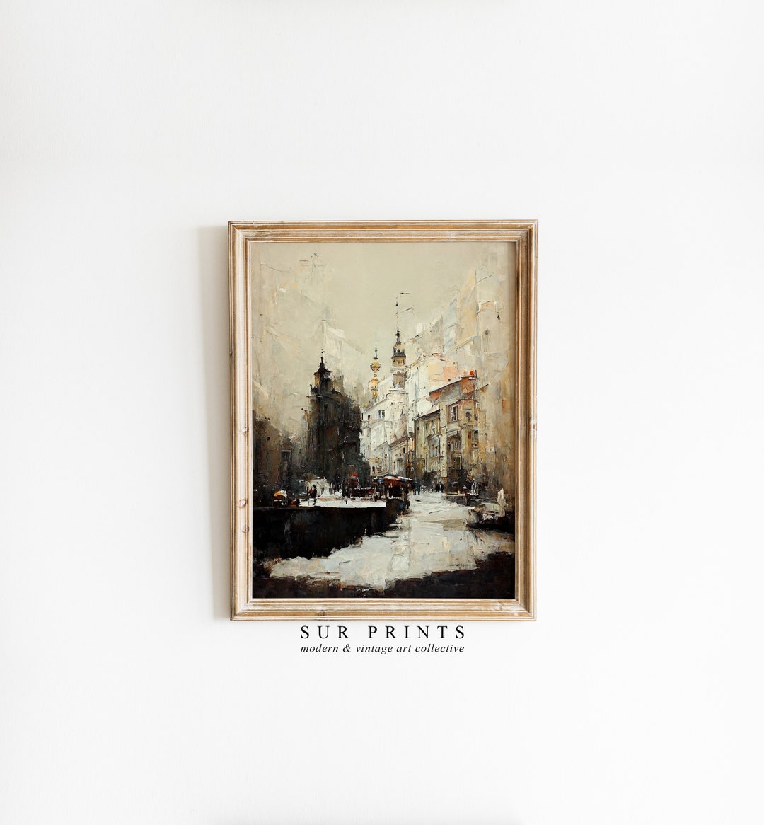 Neutral French Cityscape Architecture Oil Painting | Moody French ...
