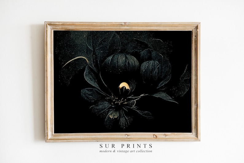 Moody Dark Botanical Gallery Wall Art | Moody Floral Print Set | 3 ...