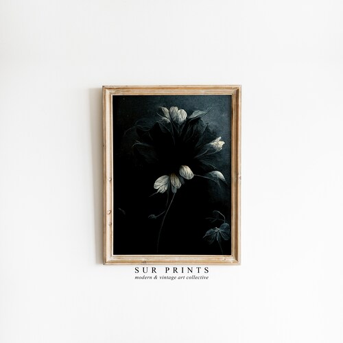 Moody Dark Botanical Gallery Wall Art Moody Floral Print Set Etsy