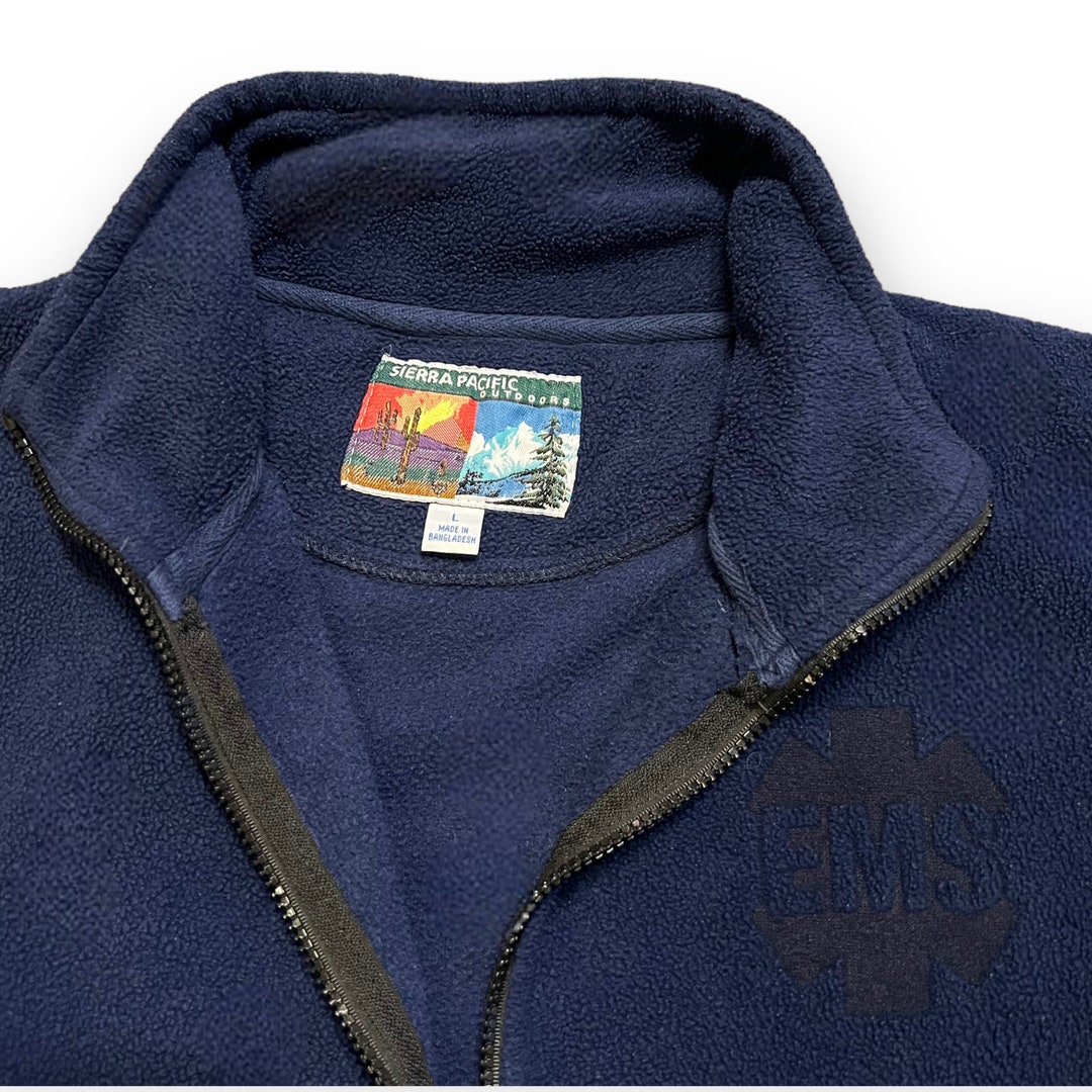 Vintage Navy Fleece EMS Full Zip Mens Large - Etsy