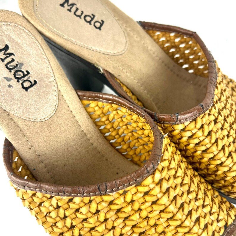 Vintage Mudd Size 10 Chunky Wooden Heel Leather Mule High Heal Wedge ...