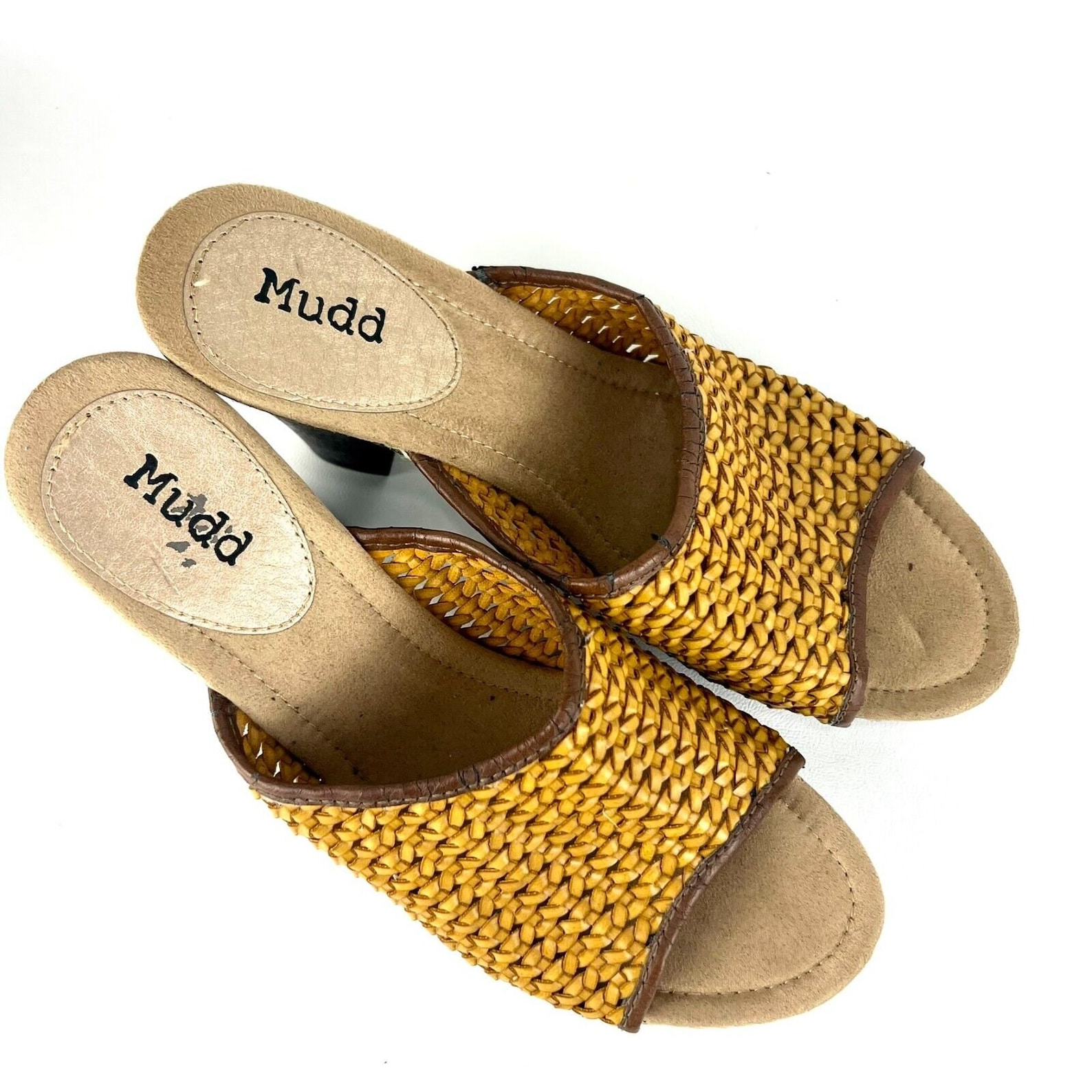 Vintage Mudd Size 10 Chunky Wooden Heel Leather Mule High Heal Wedge ...