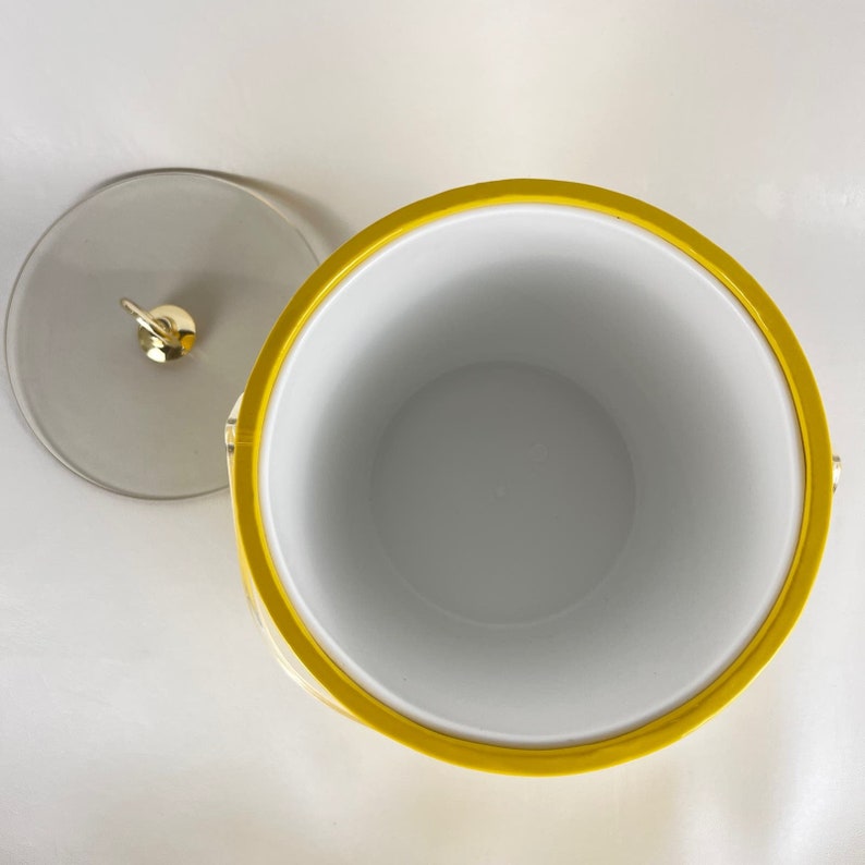 Vintage 60s Yellow Vinyl Ice Bucket With Lucite Lid and Gold Lid Handle ...