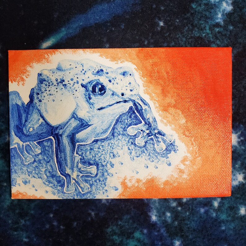 Blue Frog Oil Painting - Etsy