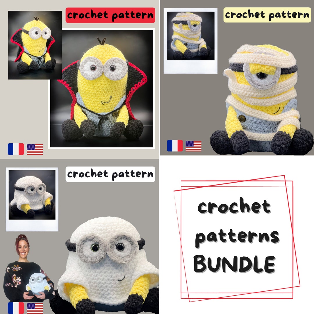 Patterns Bundle Minion Crochet Patterns Bob, Stuart & Kevin- Cuddle ...